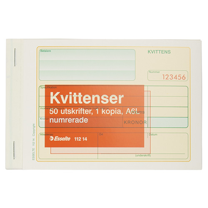 Kvittens A6L numrerade 2x50 blad - Handla online